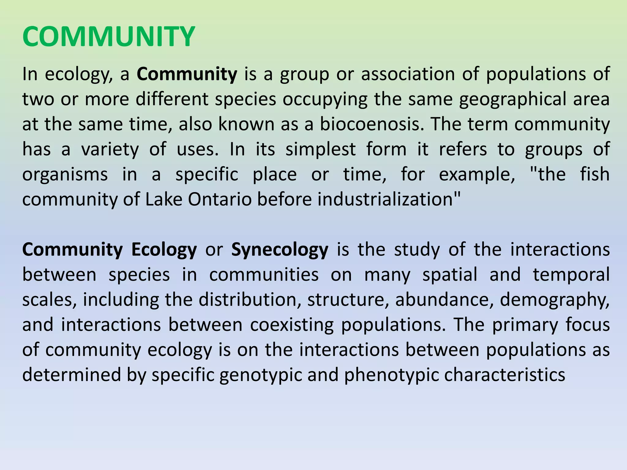 Concepts of biosphere, ecosystem, biome, ecotone, community and ecology ...