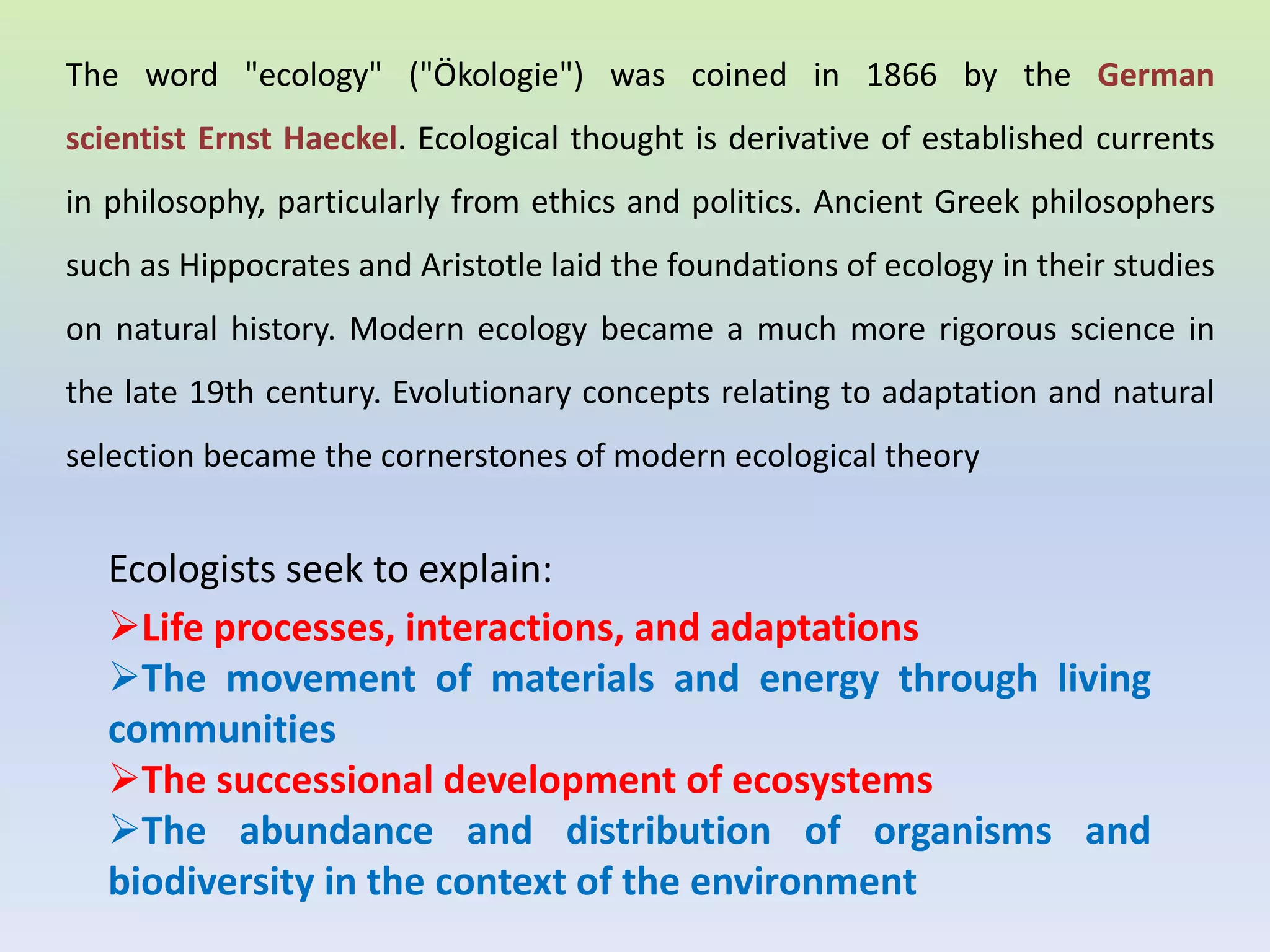 Concepts of biosphere, ecosystem, biome, ecotone, community and ecology ...