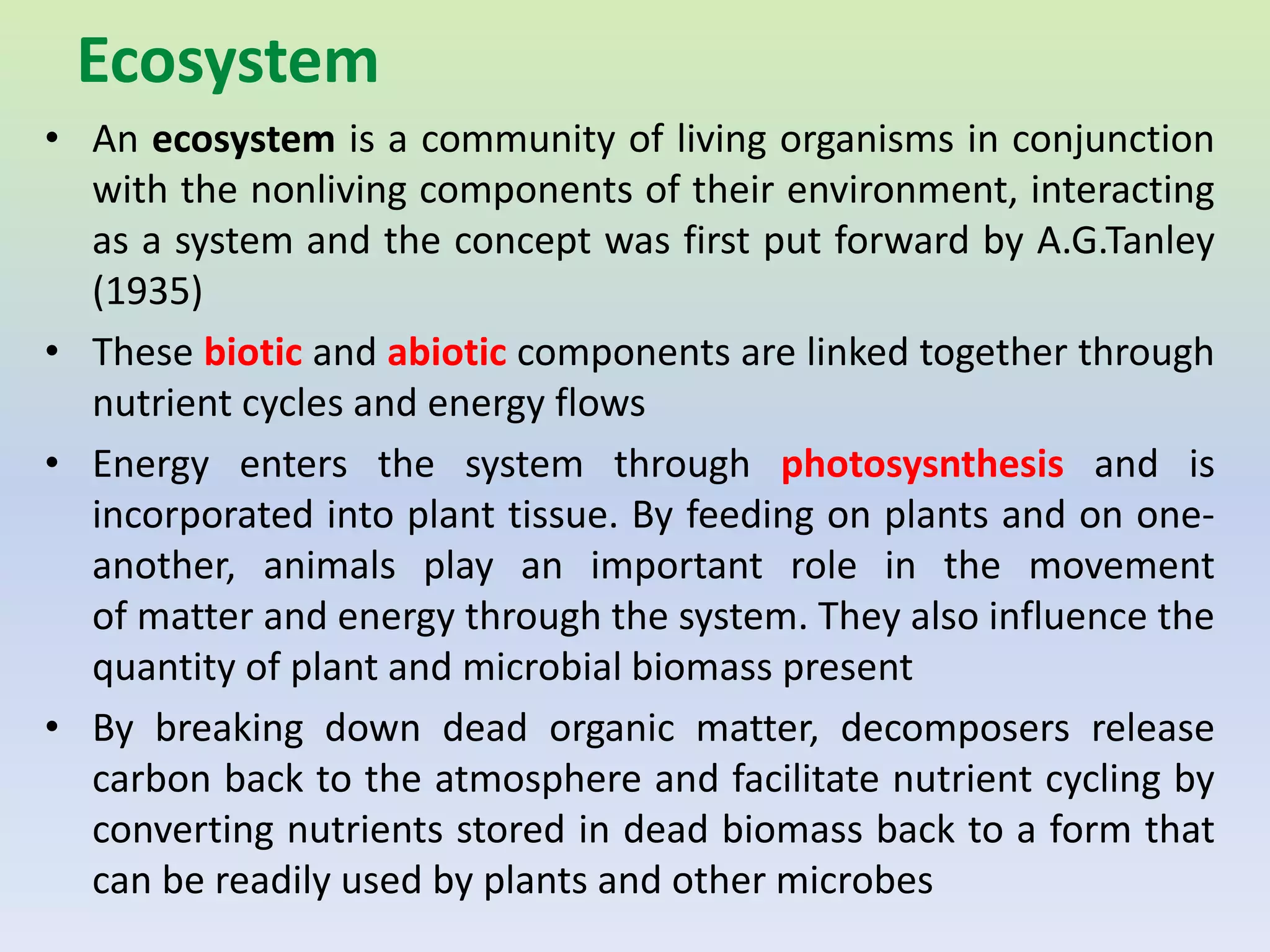 Concepts of biosphere, ecosystem, biome, ecotone, community and ecology ...
