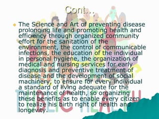 Concepts of community health and community health nursing | PPTX
