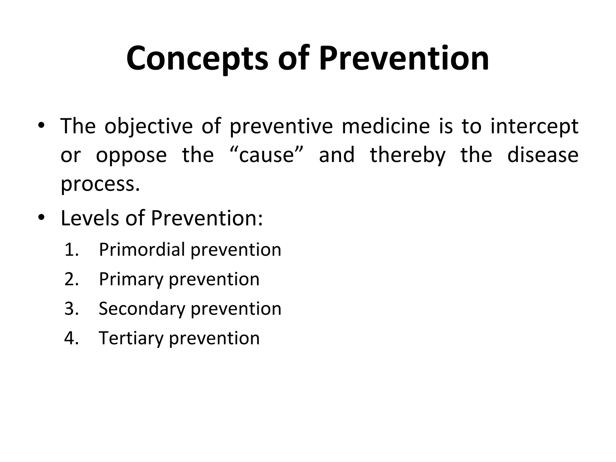 Concepts of control & prevention of diseases | PDF