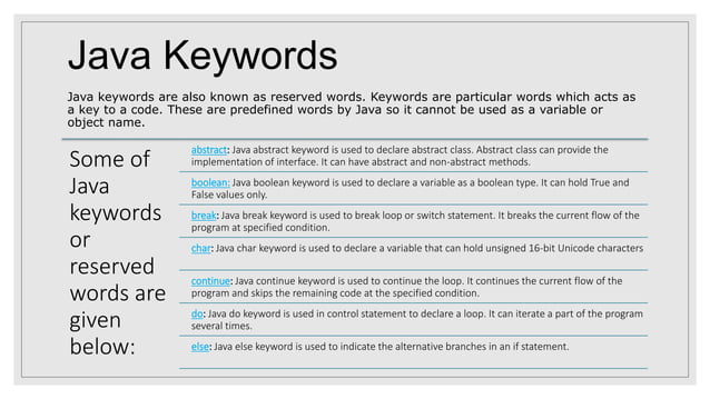 Concepts of core java | PPTX