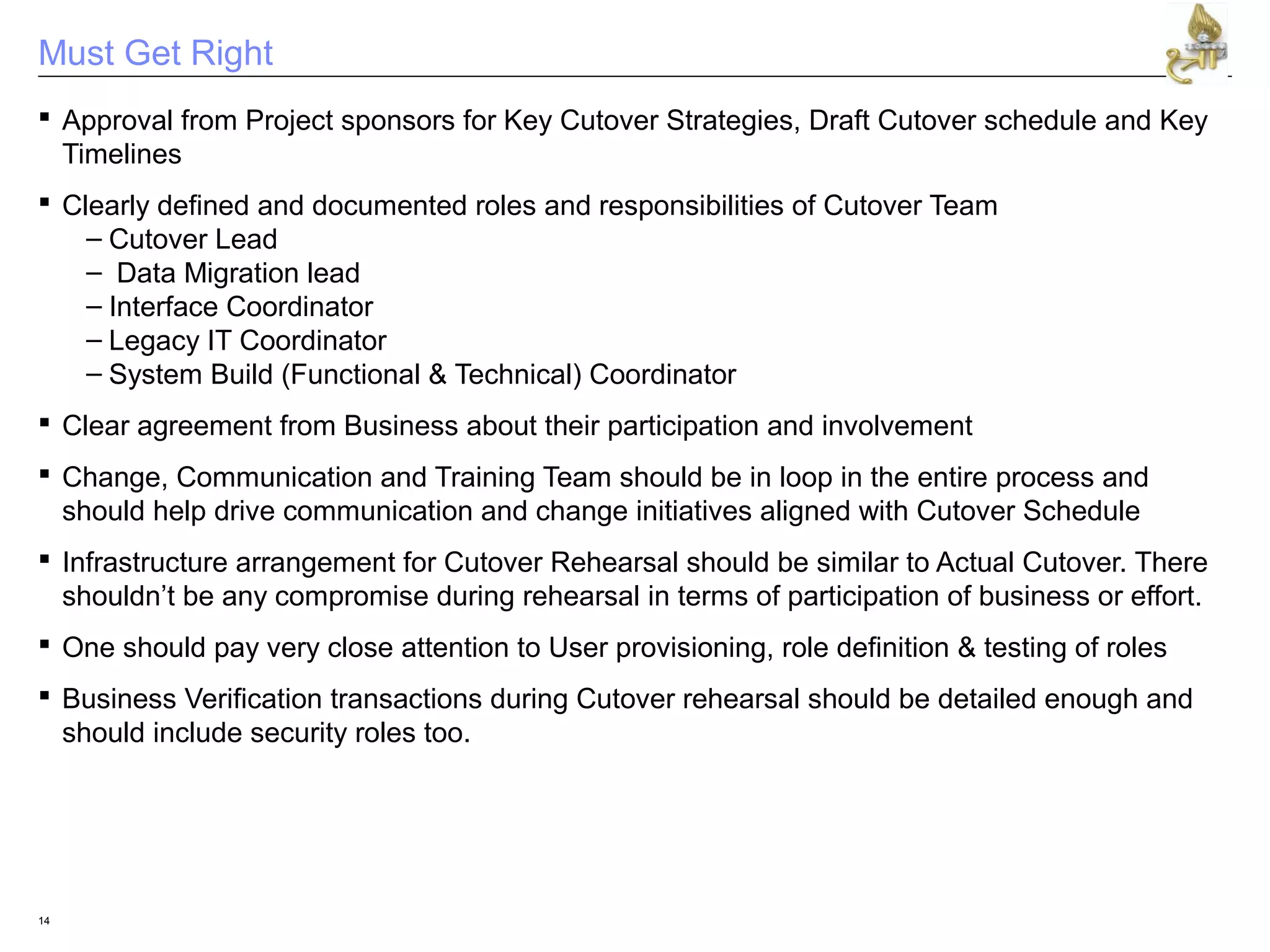 Concepts of cutover planning and management | PPT