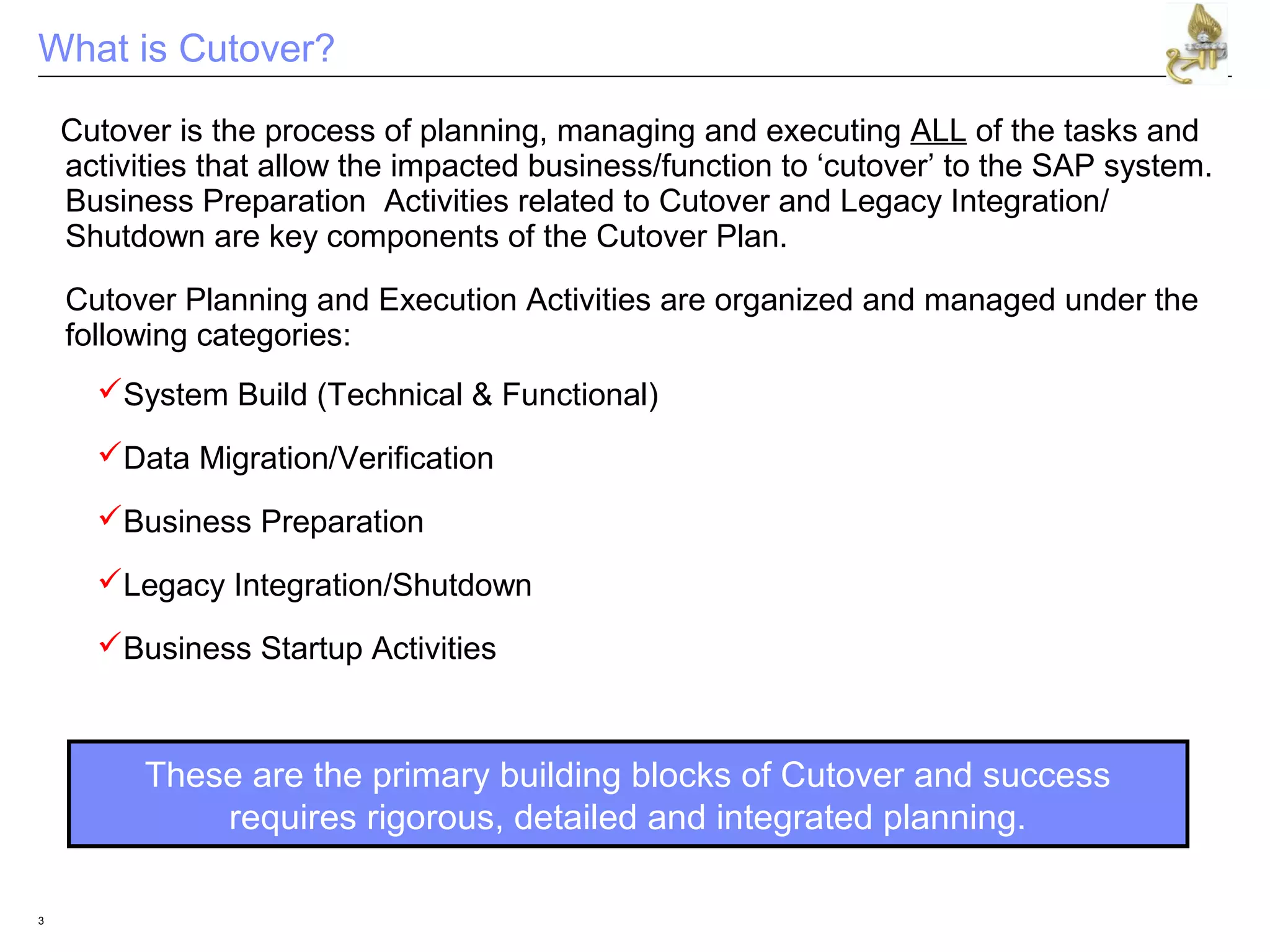 Concepts of cutover planning and management | PPT