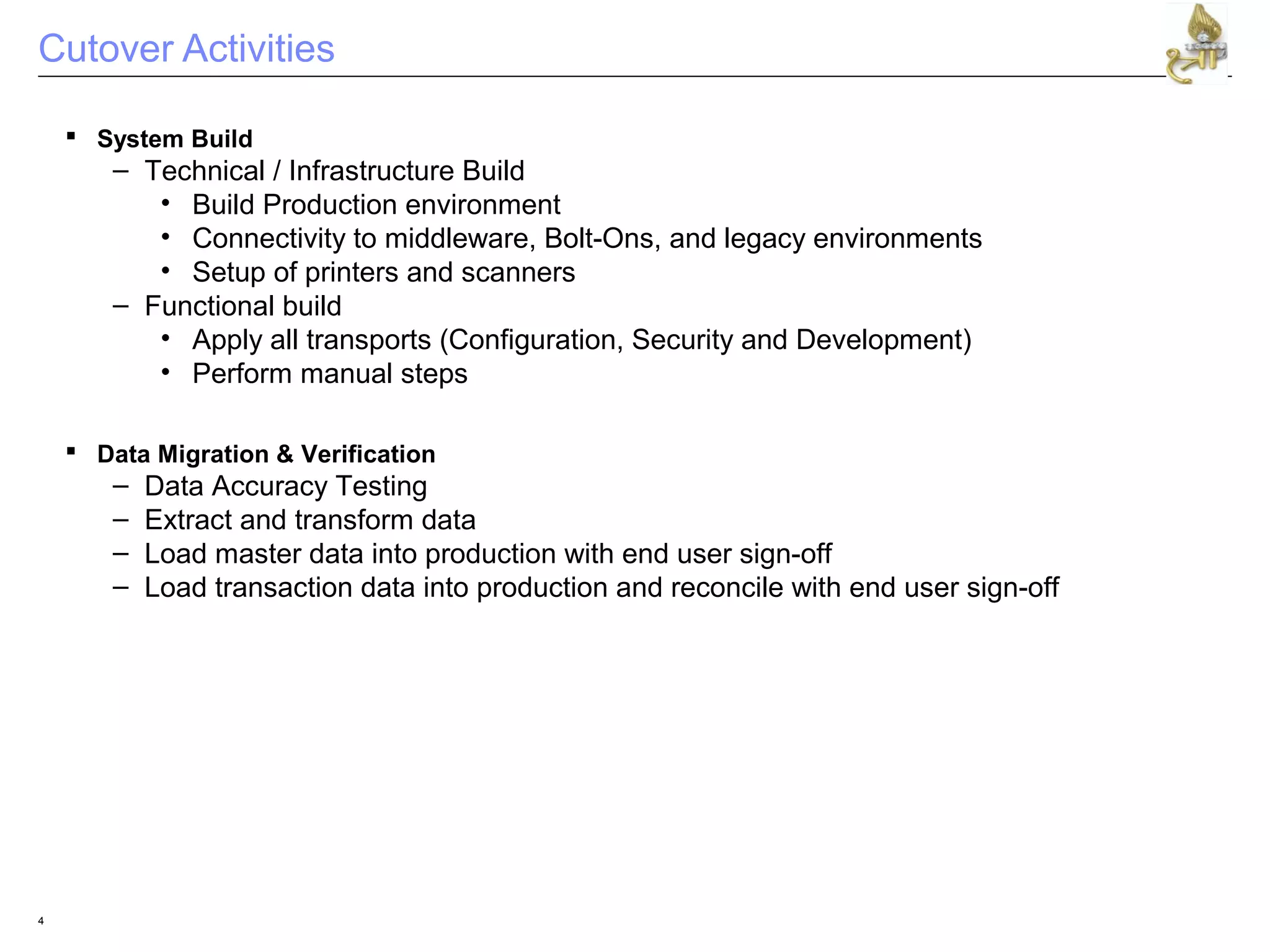 Concepts of cutover planning and management | PPT