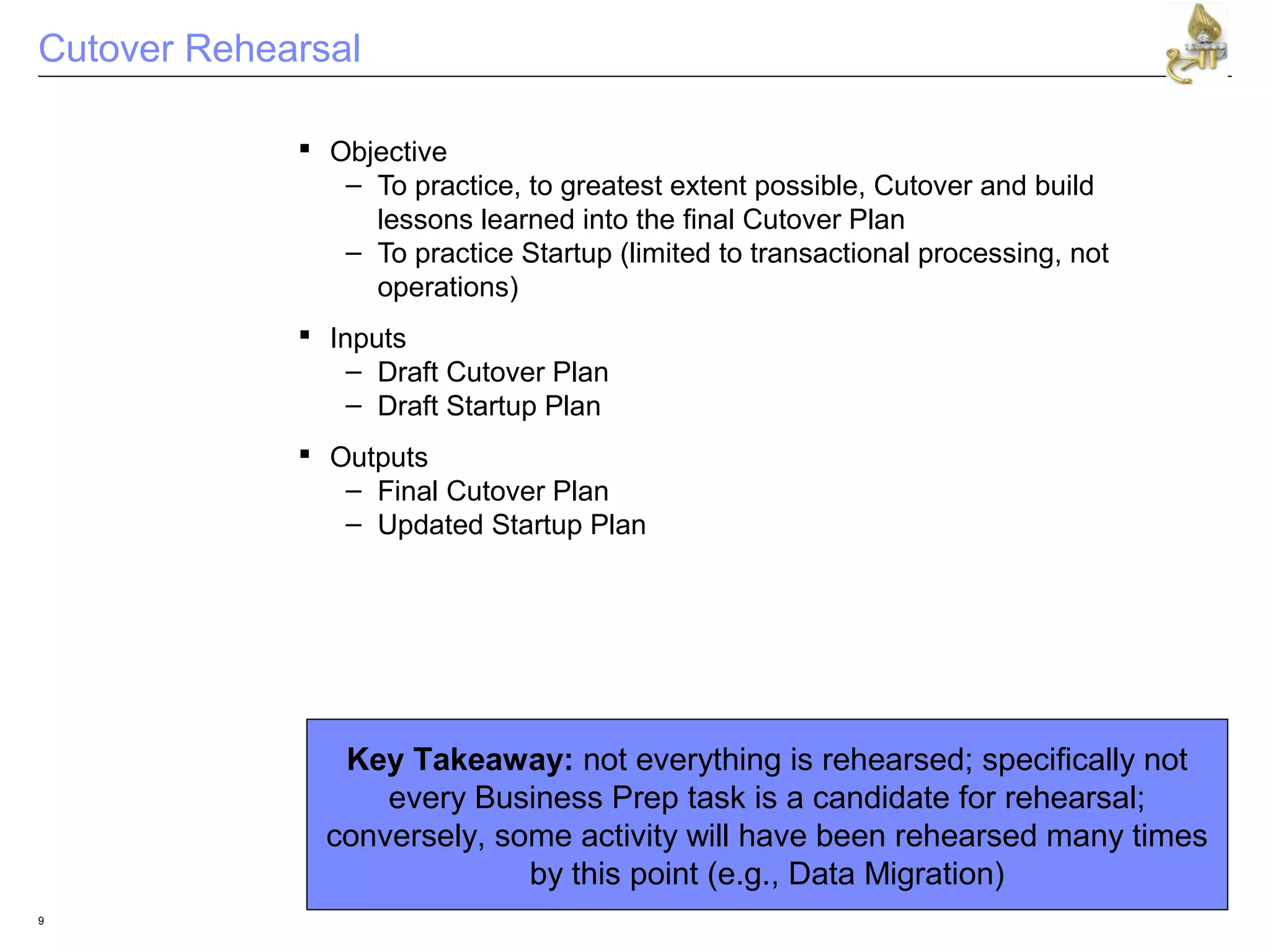 Concepts of cutover planning and management | PPT