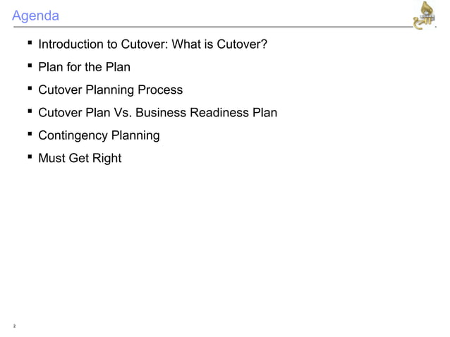 Concepts of cutover planning and management | PPT