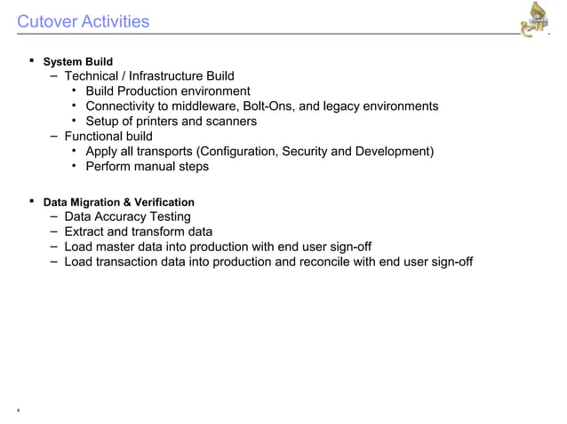 Concepts of cutover planning and management | PPT