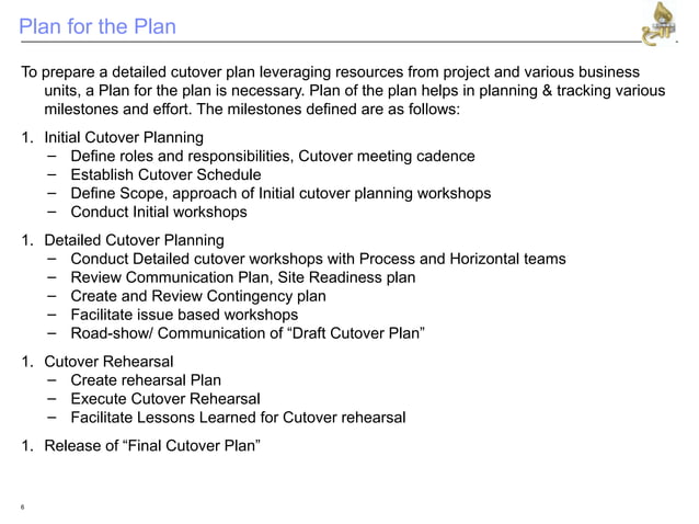 Concepts of cutover planning and management | PPT