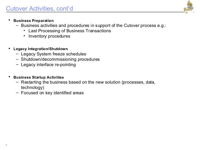 Concepts of cutover planning and management