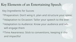 Concepts of Entertaining Speech For English 8 | PPTX