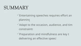 Concepts of Entertaining Speech For English 8 | PPTX