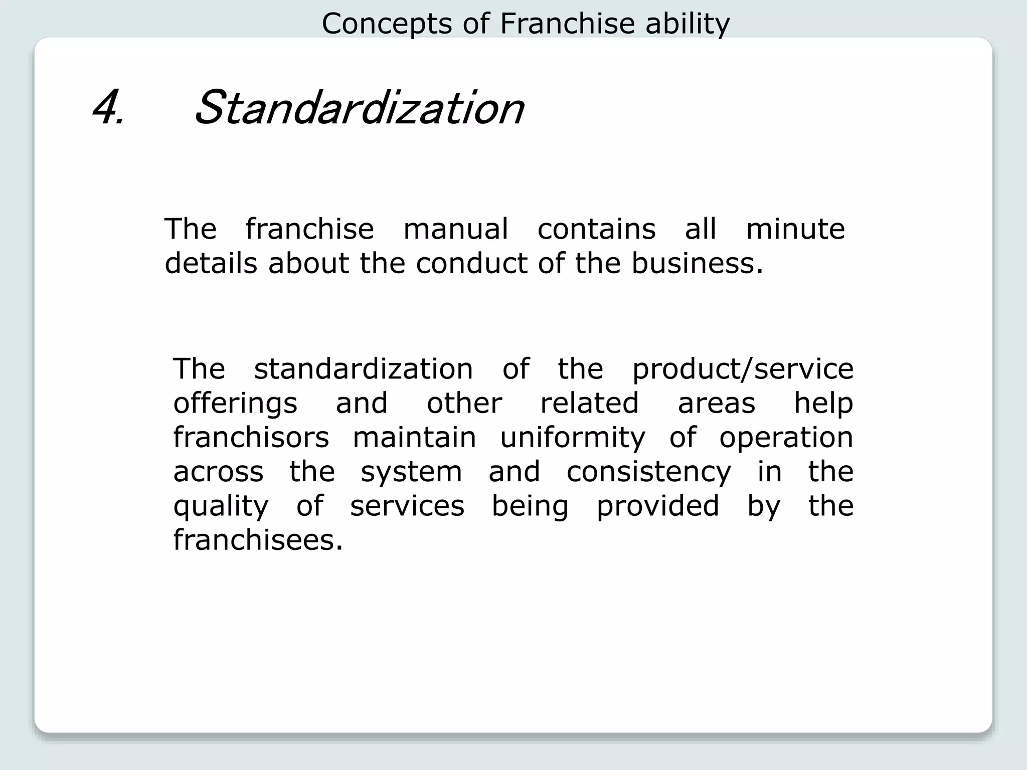 Preparing for Franchising - Concepts of franchise ability | PPTX