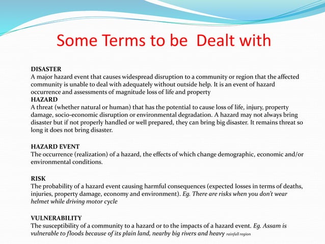 Concepts of hazard, disasters, their classification and types | PPTX ...