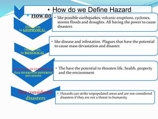 Concepts of hazard, disasters, their classification and types | PPTX