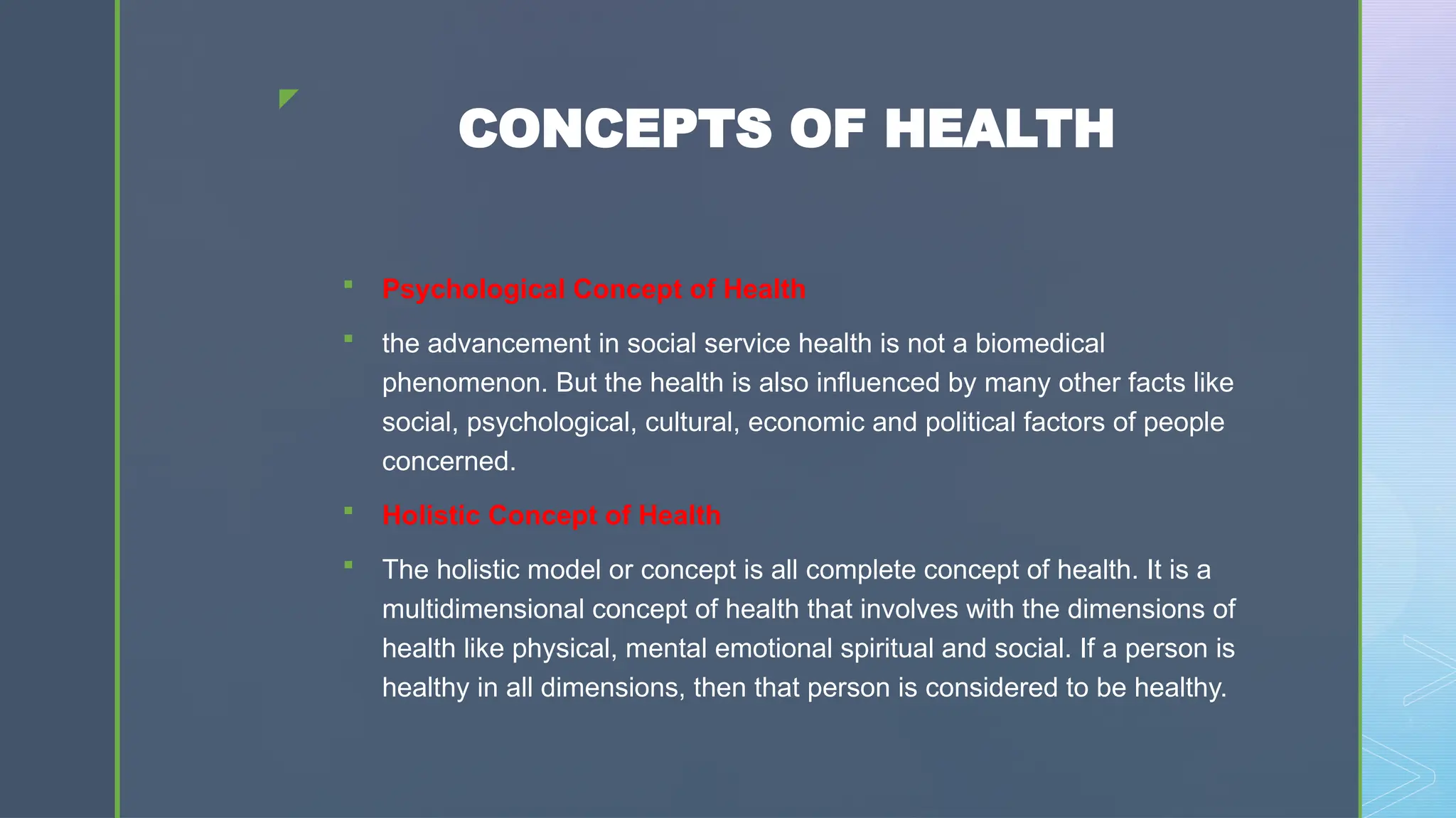 CONCEPTS OF HEALTH & ILLNESS, DIMENSIONS & DETERMINANTS | PPTX