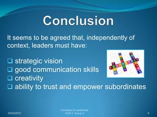 Concepts of leadership | PPTX