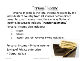 Concepts of national income | PPTX