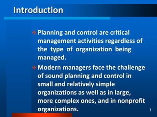 Concepts of planning and control in management | PPTX