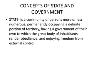 Concepts of state and government | PPTX