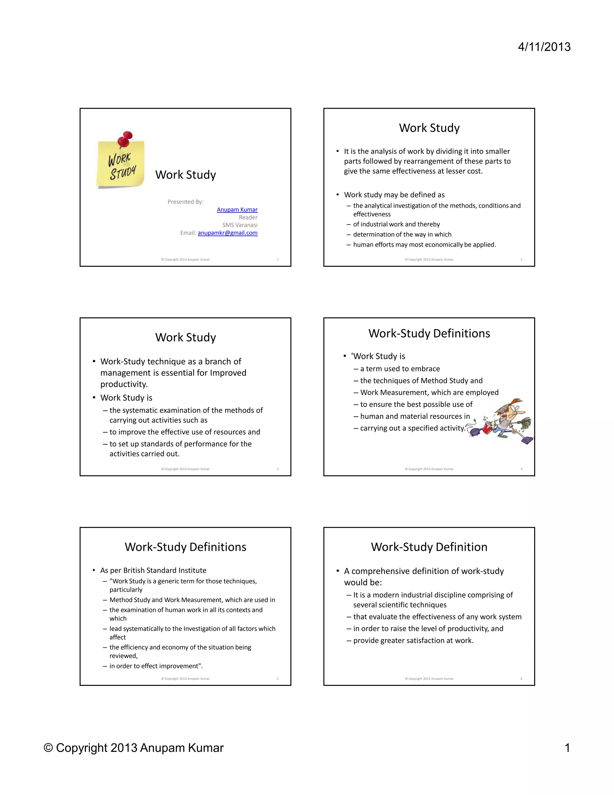 Concepts of work study | PDF