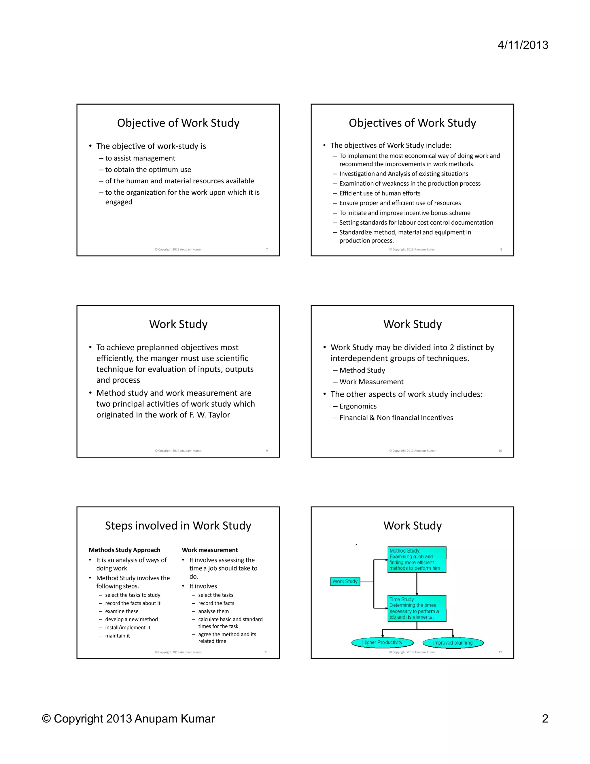 Concepts of work study | PDF