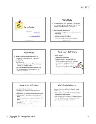Concepts of work study | PDF