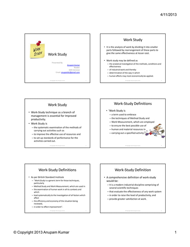 Concepts of work study | PDF