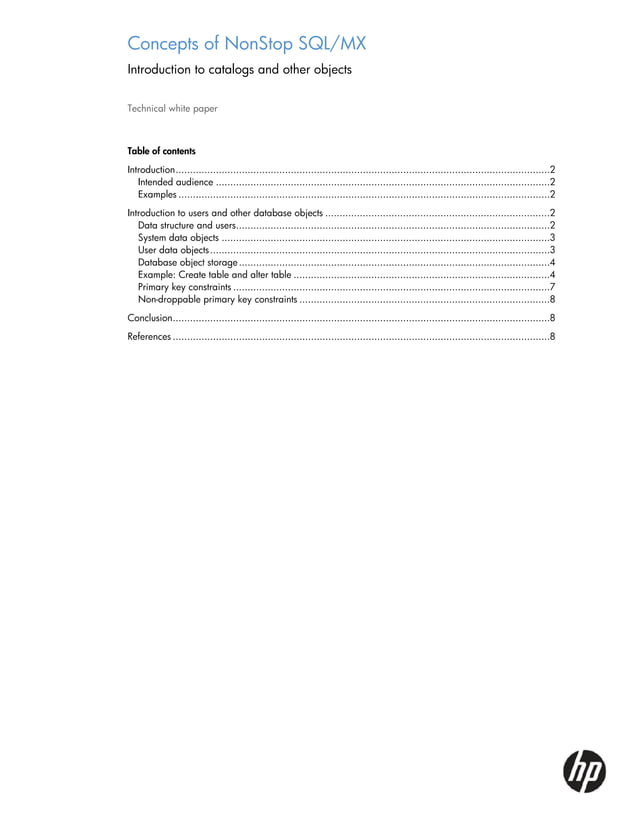 Concepts of NonStop SQL/MX: Part 2 - Introduction to catalogs and other objects | PDF