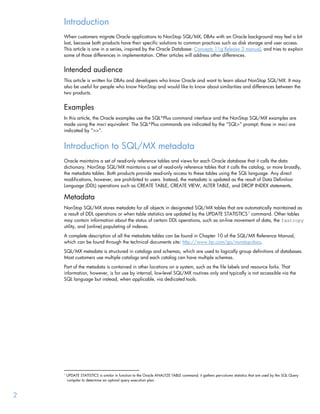 Concepts of NonStop SQL/MX: Part 3 - Introduction to Metadata | PDF