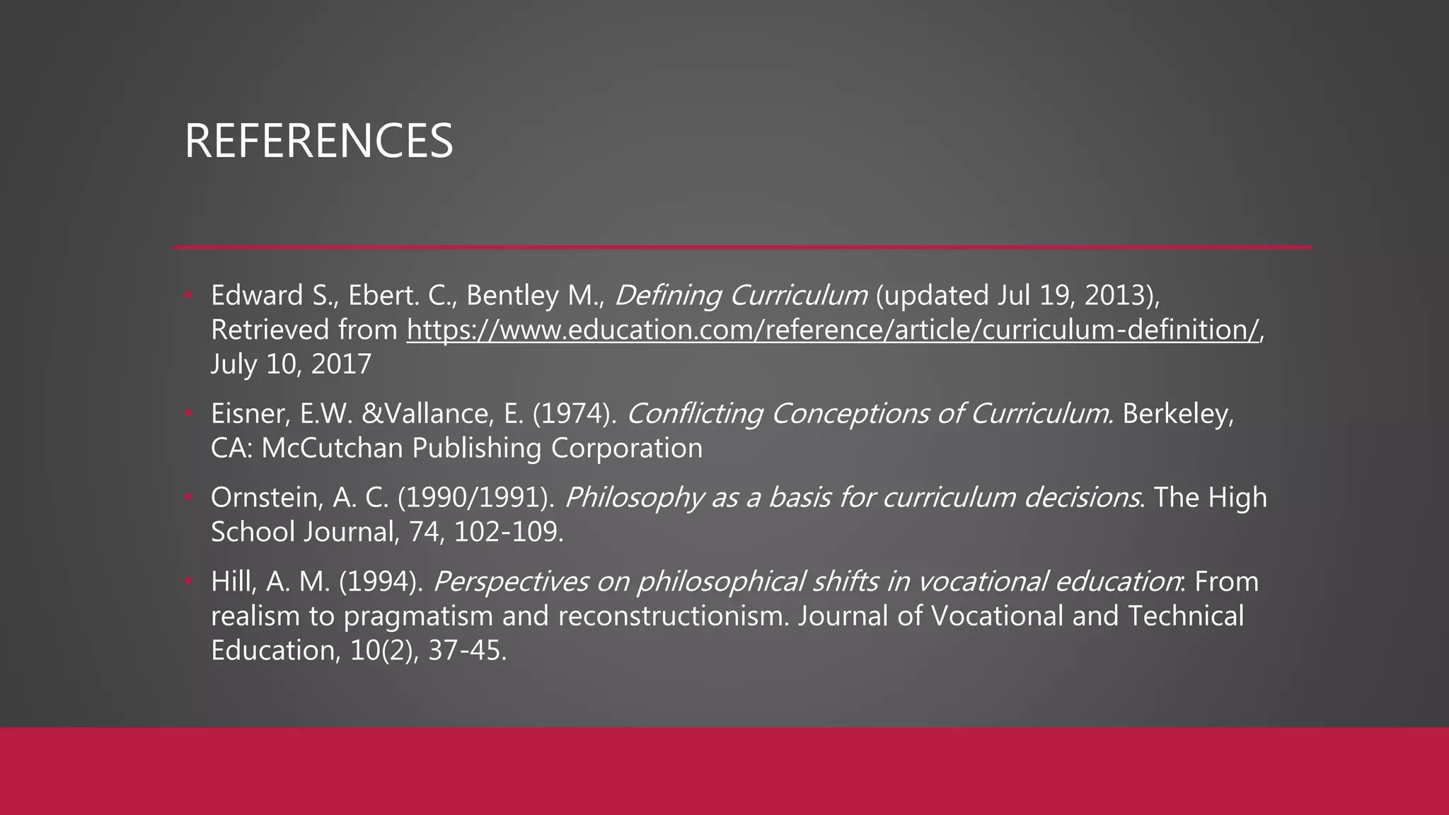 Concepts, philosophies design of curriculum | PPTX