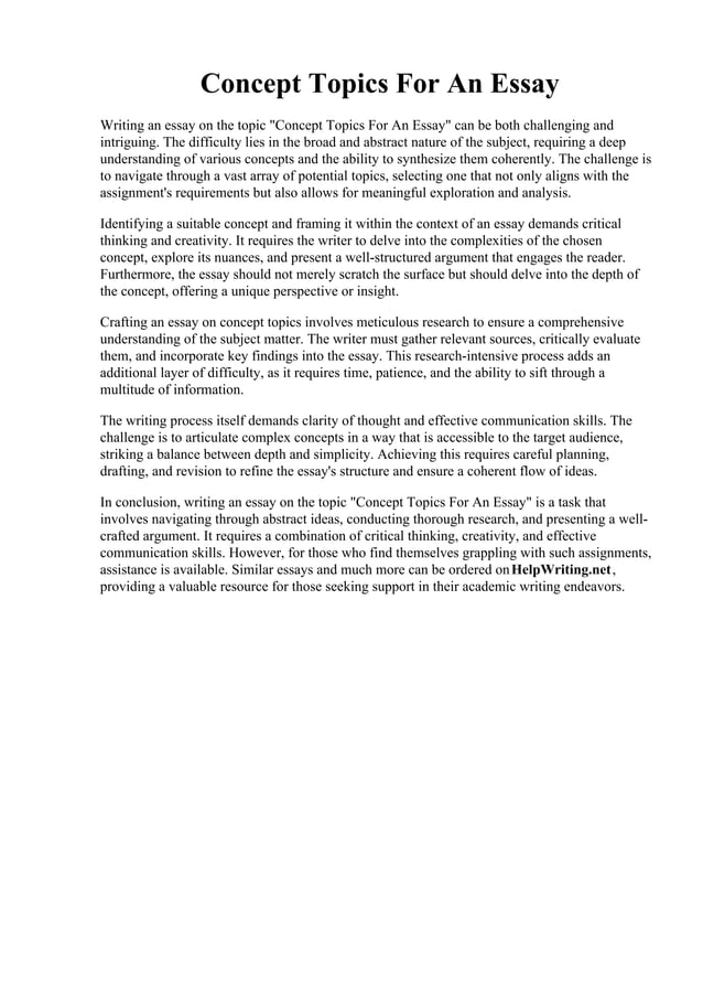 Concept Topics For An Essay. ️ Self concept paper example. Self Concept ...