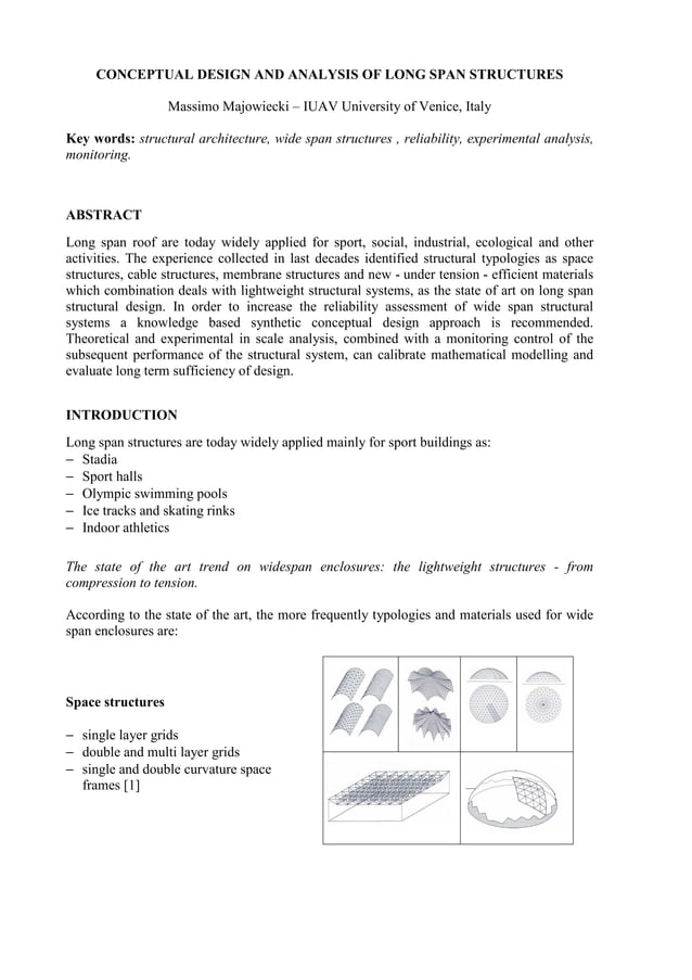 Conceptual design and analysis of long span structures | PDF | Civil Engineering Industry ...