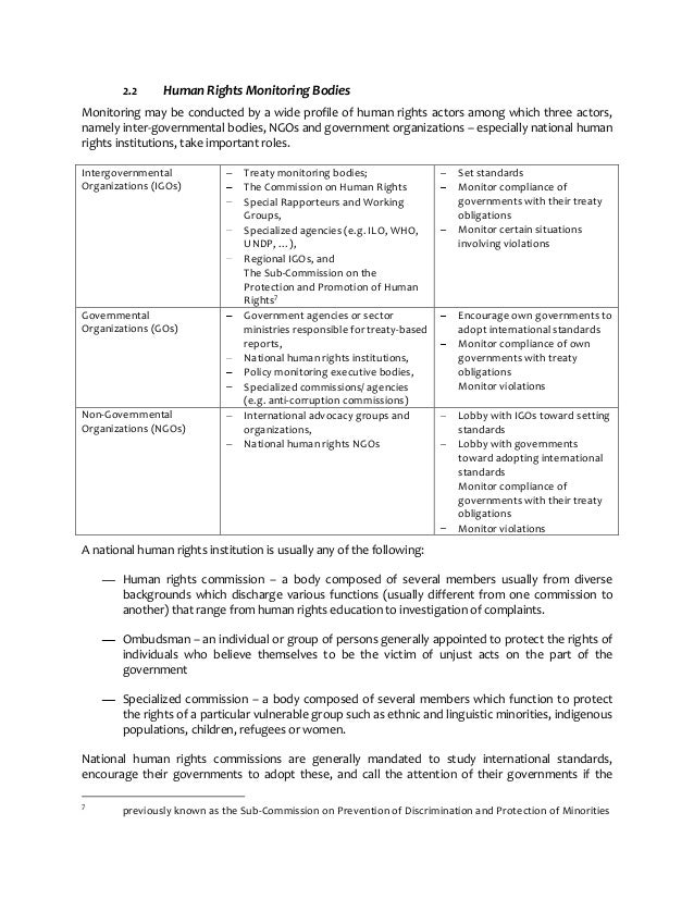 Conceptual and methodological framework for human rights monitoring
