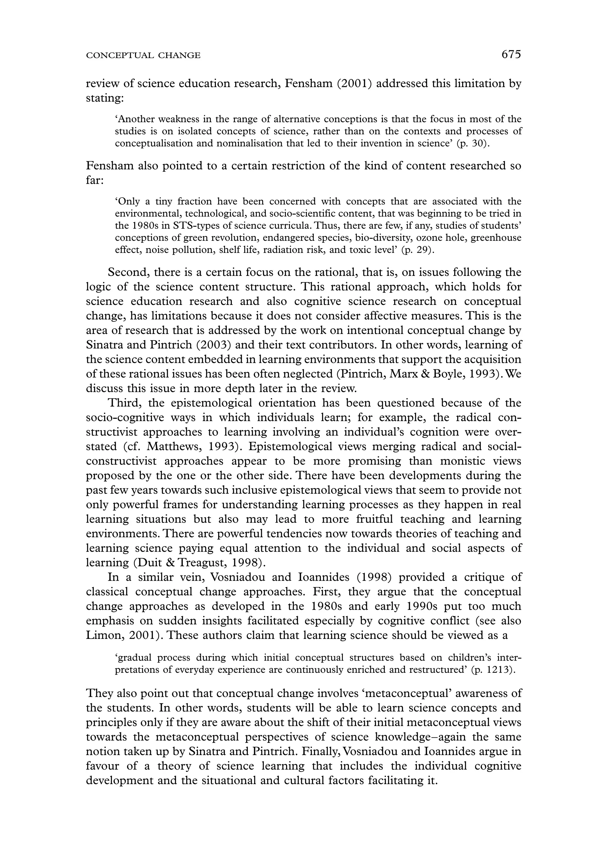 Conceptual change a powerful framework for improving science teaching ...