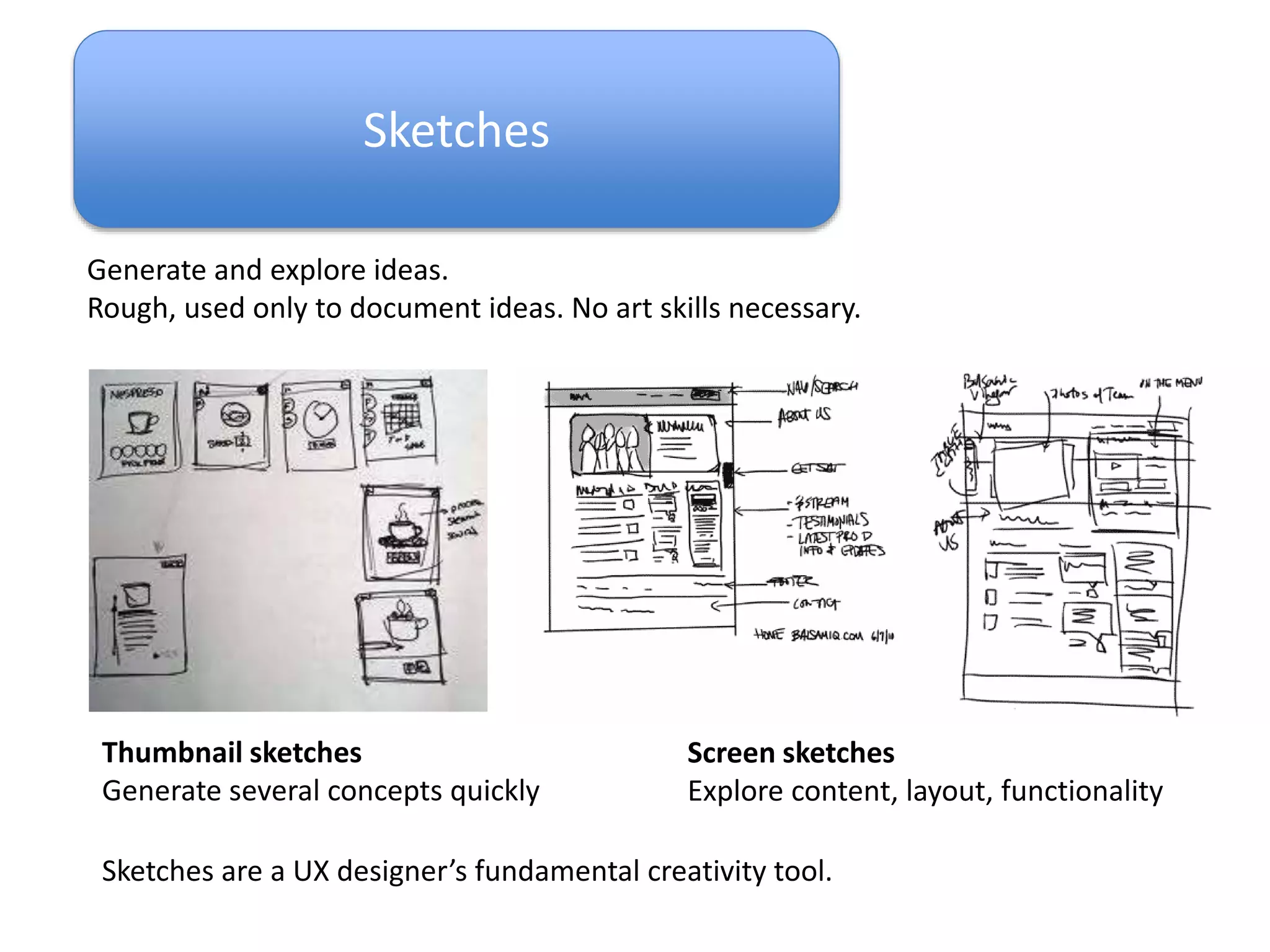 UX Conceptual design - sketches, wireframes, mockups, prototypes | PPTX