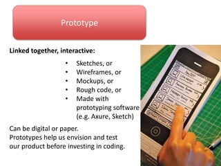 UX Conceptual design - sketches, wireframes, mockups, prototypes | PPTX