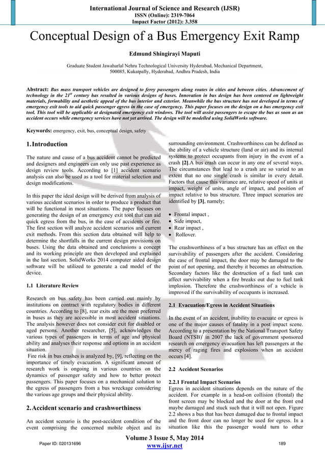 Conceptual design of a bus emergency exit ramp | PDF