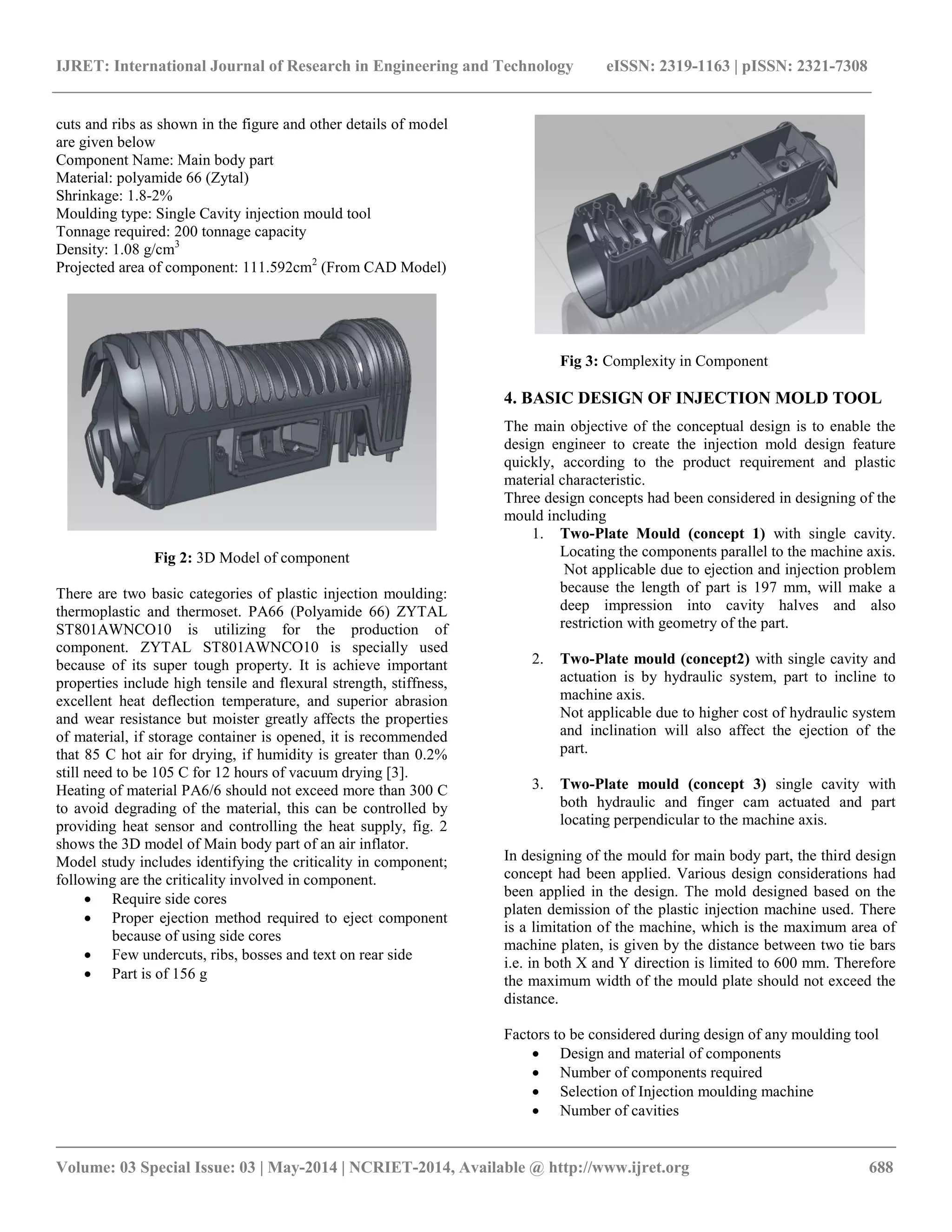 Conceptual design of injection mould tool for main body part of an air ...