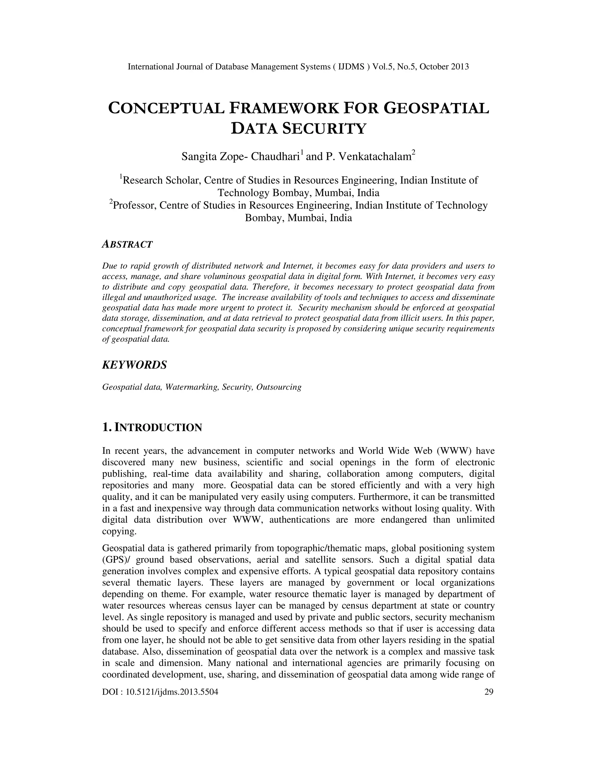 Conceptual Framework For Geospatial Data Security Pdf