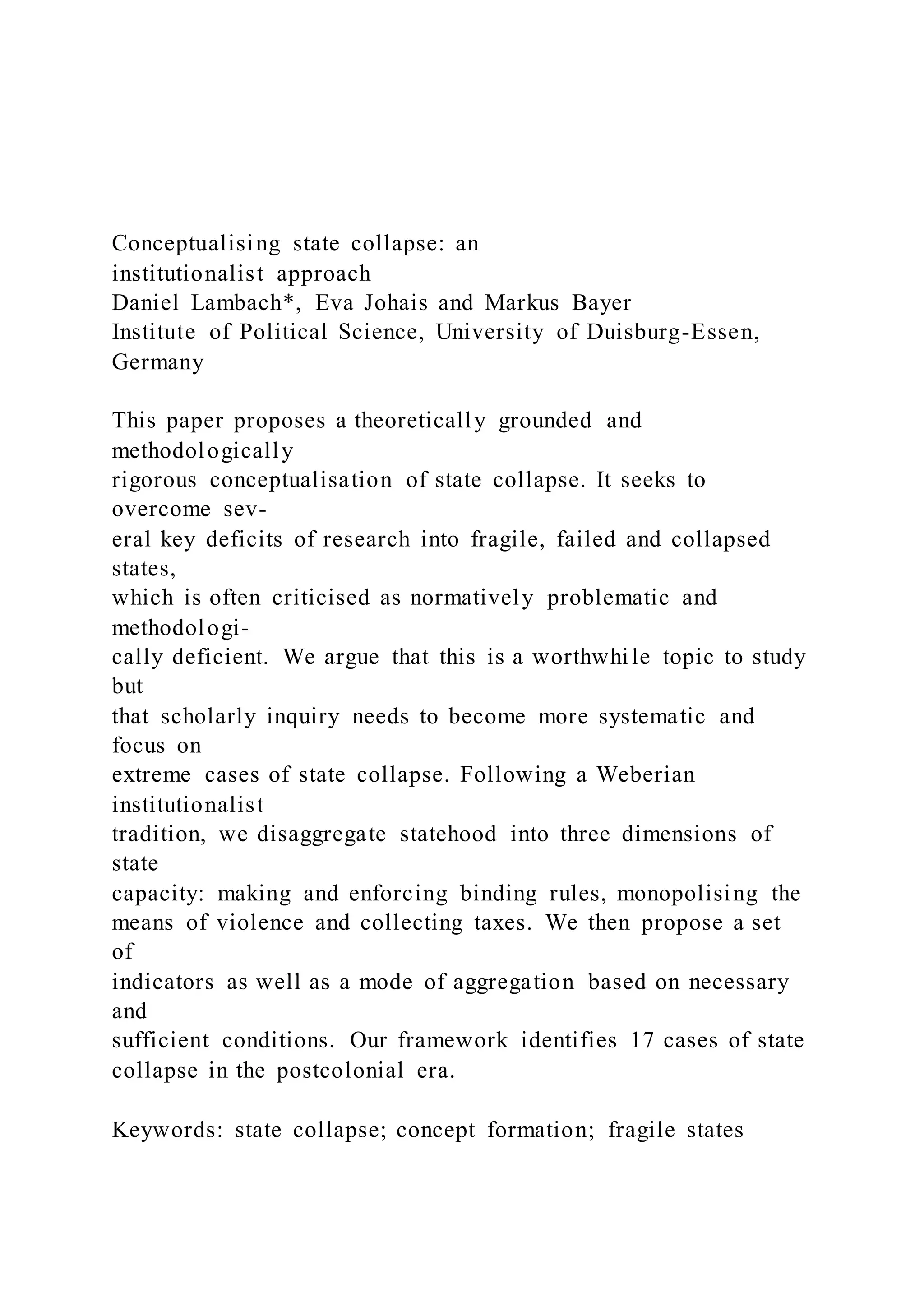 Conceptualising state collapse aninstitutionalist approach | DOCX