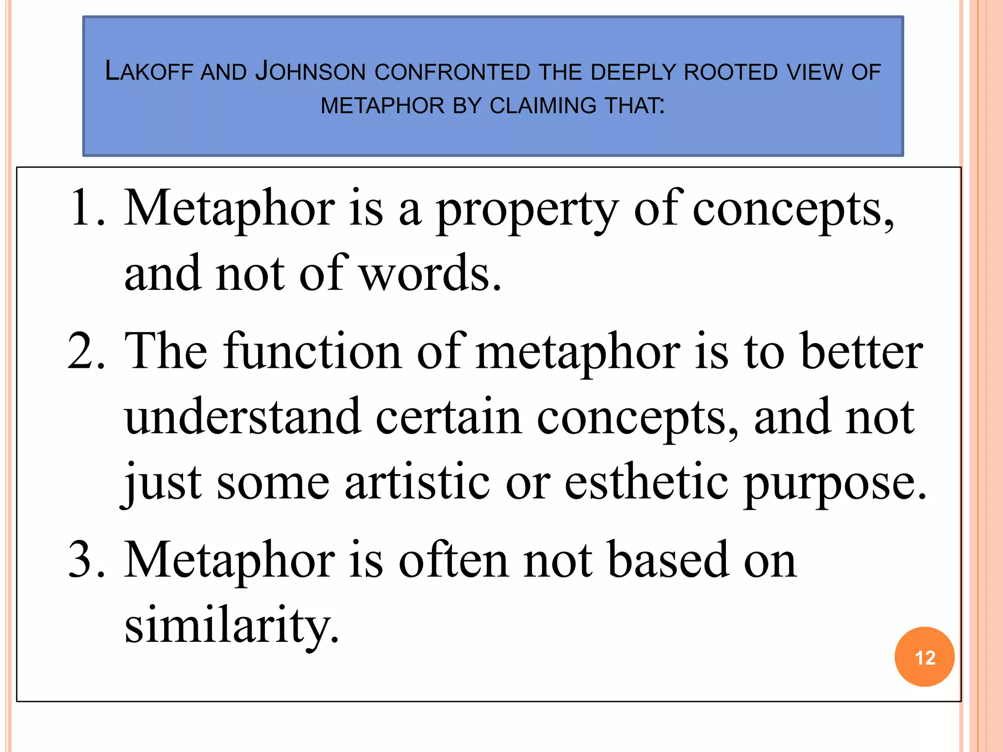 Conceptual metaphors مێتافۆڕی چەمکی | PPTX