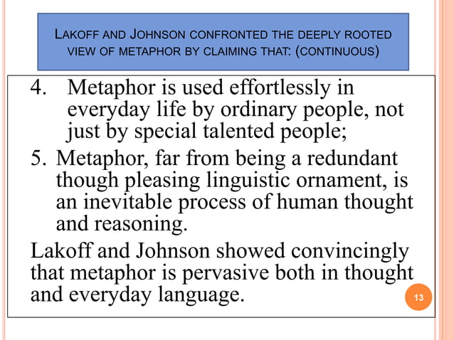 Conceptual metaphors مێتافۆڕی چەمکی | PPTX | Science