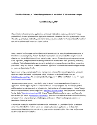 Conceptual models of enterprise applications as instrument of performance analysis | PDF