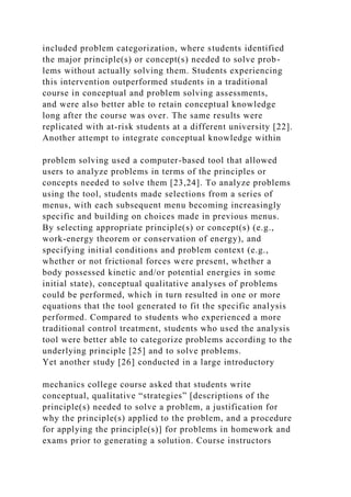 Conceptual problem solving in high school physicsJennifer .docx