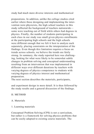 Conceptual problem solving in high school physicsJennifer .docx