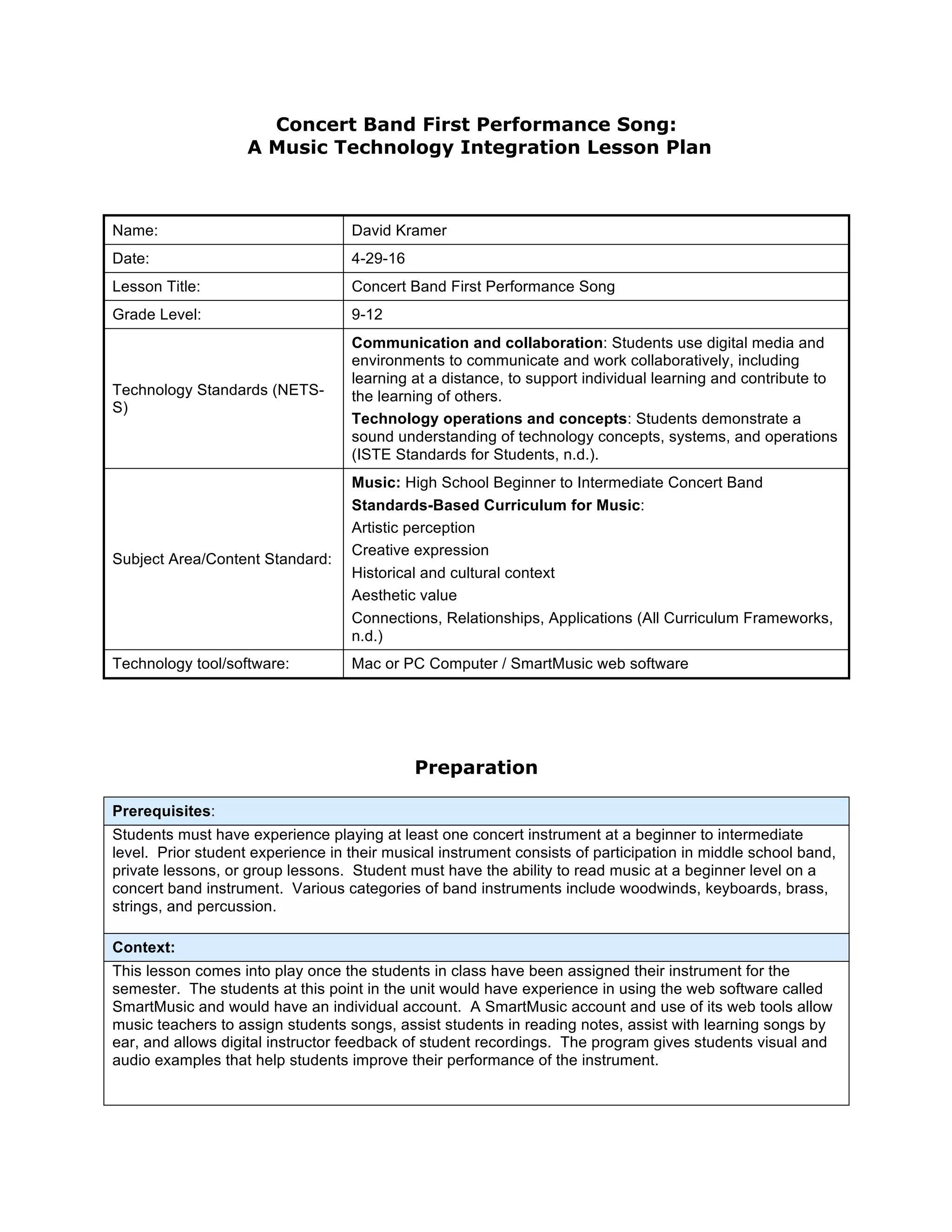 Concert Band First Performance Song: A Music Technology Integration ...