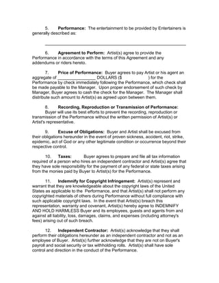 Concert performance contract | PDF