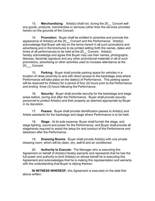Concert performance contract | PDF