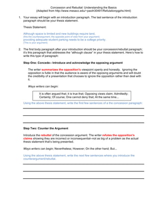 Concession and rebuttal worksheet | PDF